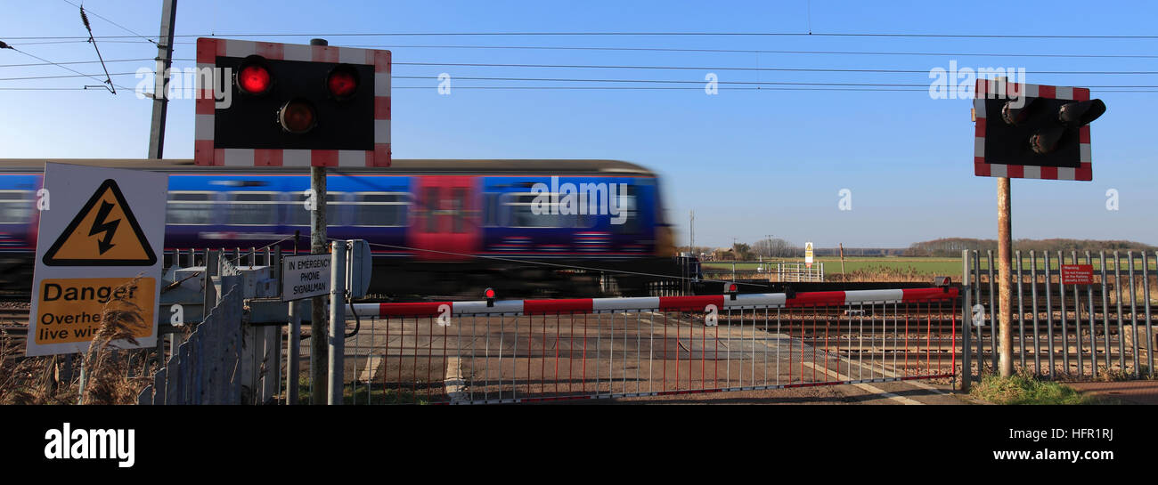 Speeding Train Overhead Live Wires Danger Sign at unmanned level ...