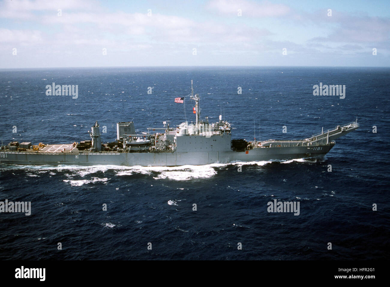 A starboard beam vew of the tank landing ship USS SUMTER (LST-1181 ...