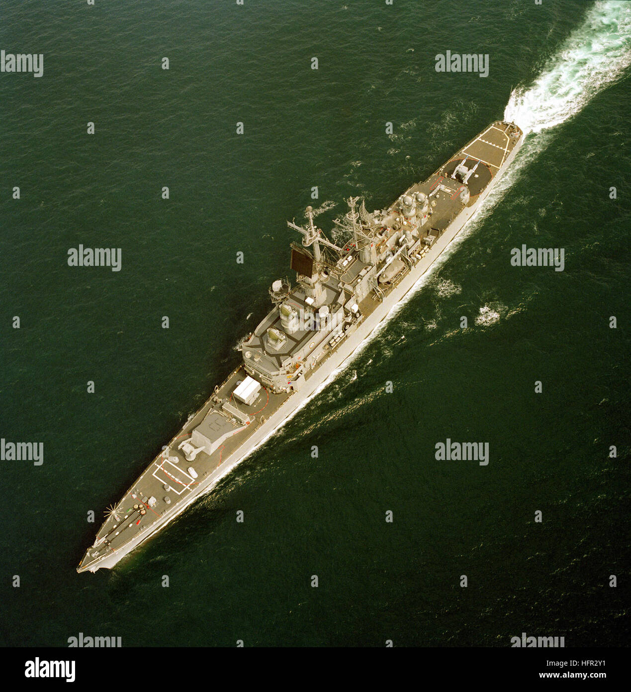 A aerial view of the guided missile cruiser USS ENGLAND (CG 22 ...