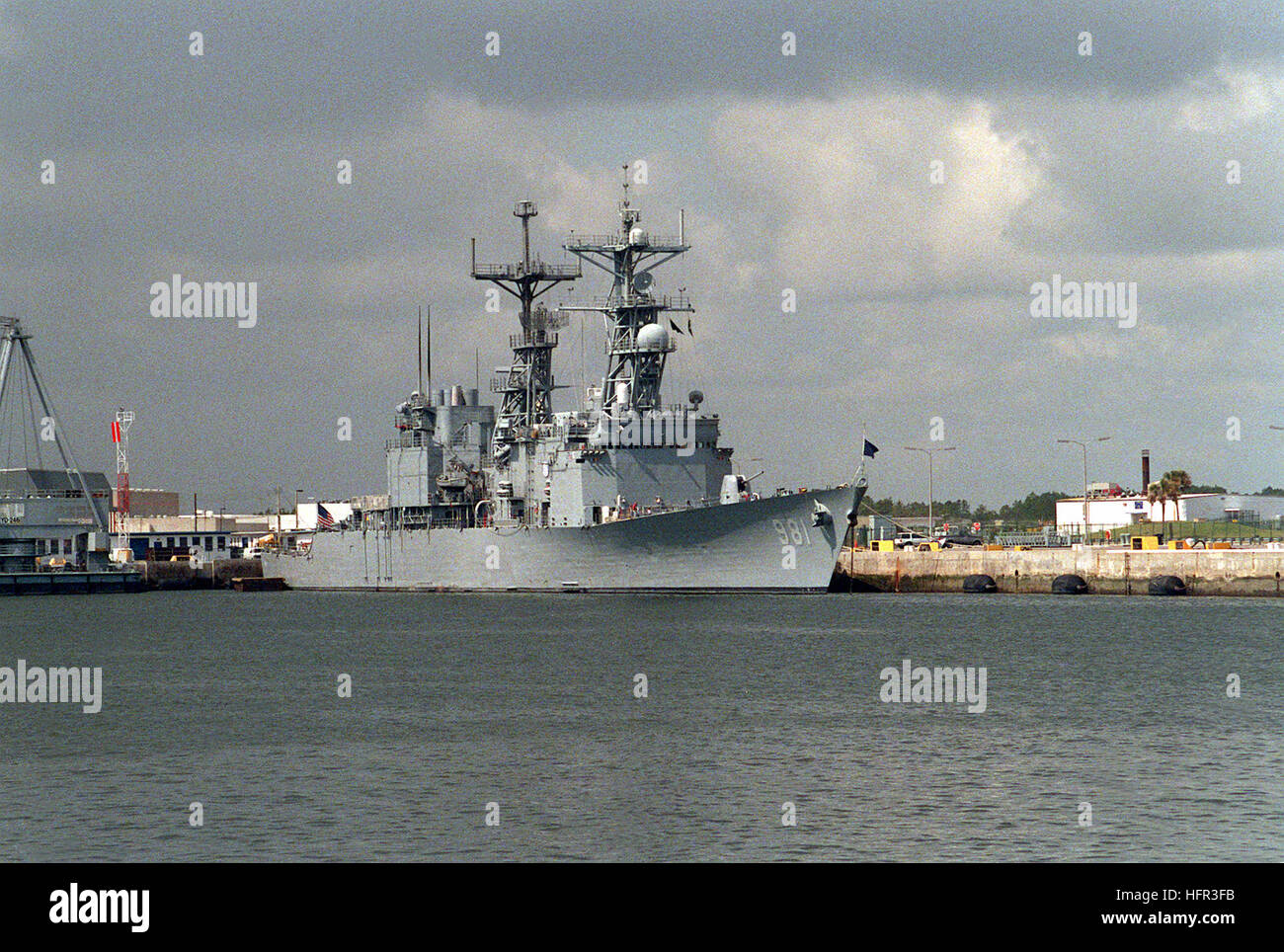 USS John Hancock (DD-981), a Spruance-class destroyer, is shown in port ...