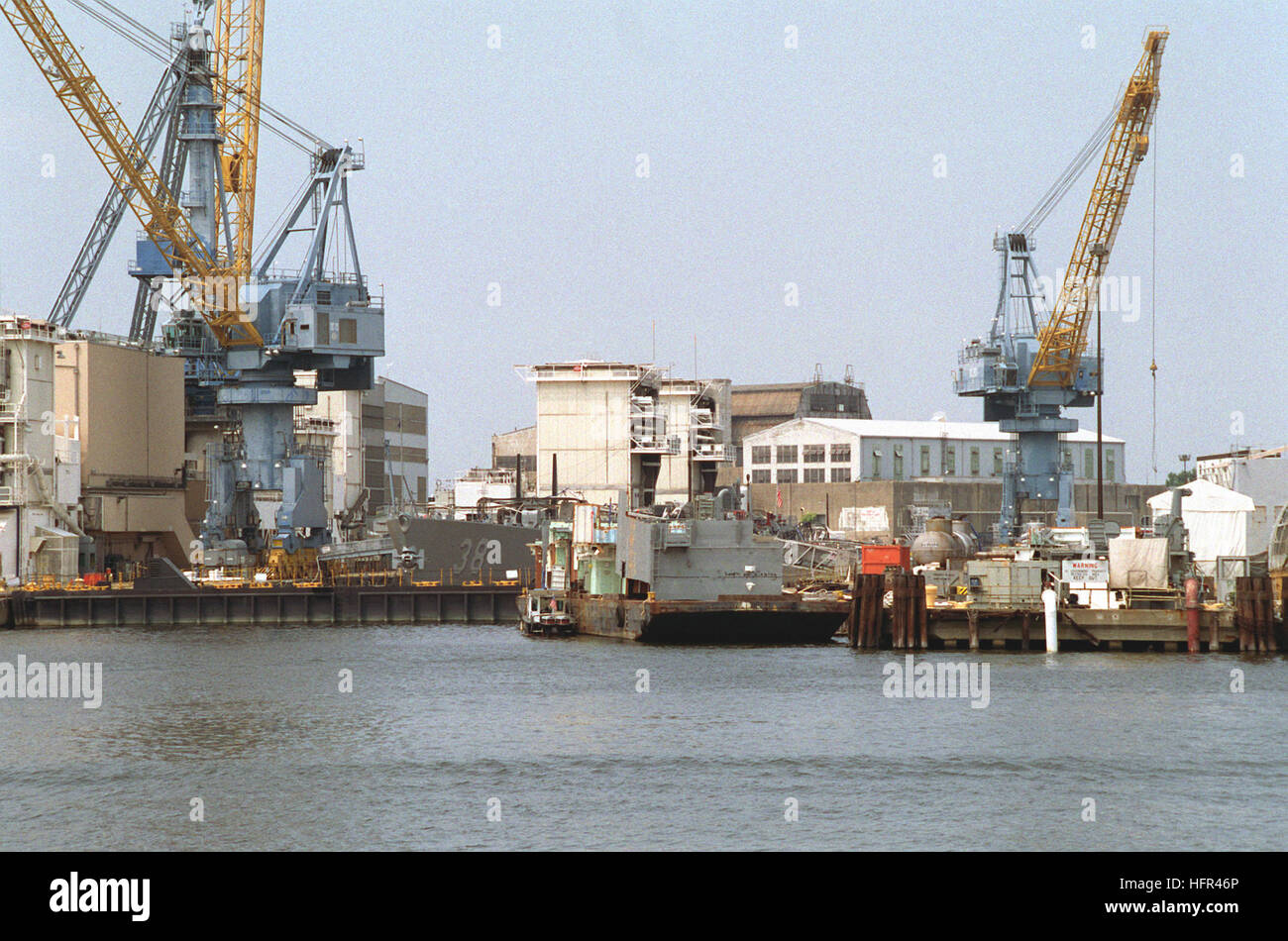 USS Virginia (CGN-38) undergoes deactivation in dry dock at Norfolk ...