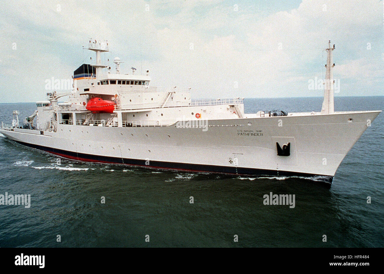 A starboard bow view of the Military Sealift Command survey ship USNS ...