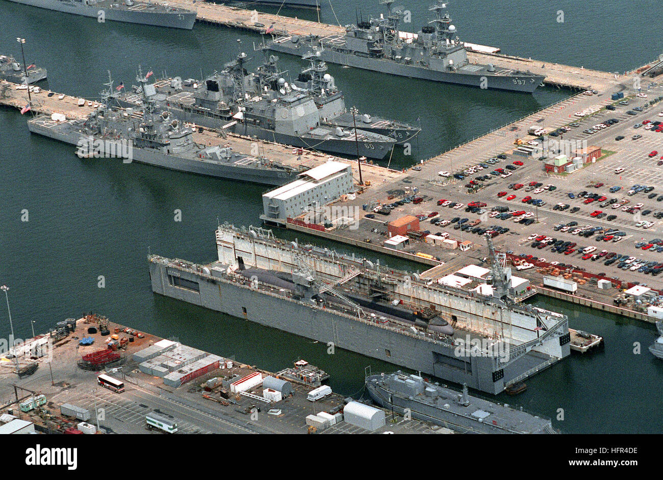 An aerial view of a section of the Naval Station showing the repair ...
