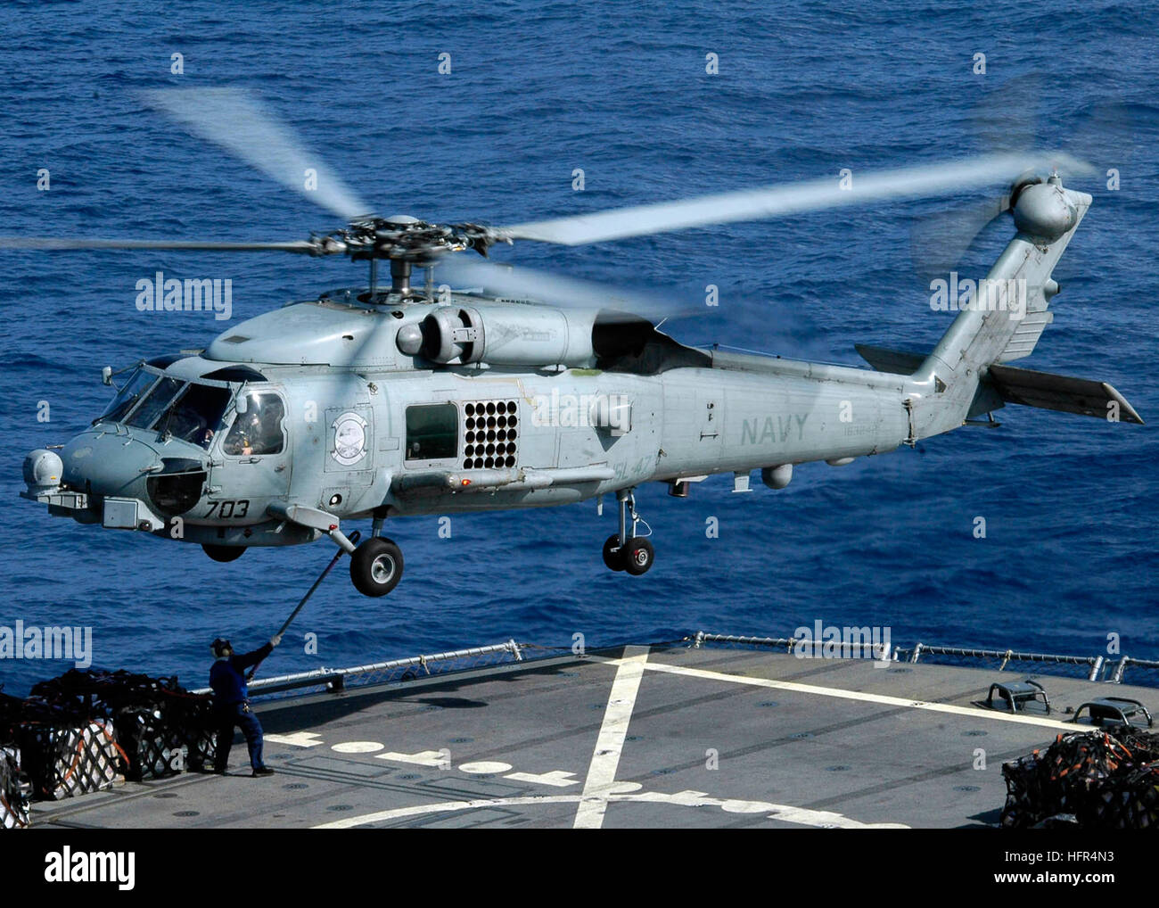 An SH-60B Seahawk from Helicopter Squadron HSL-47 conducts a vertical ...