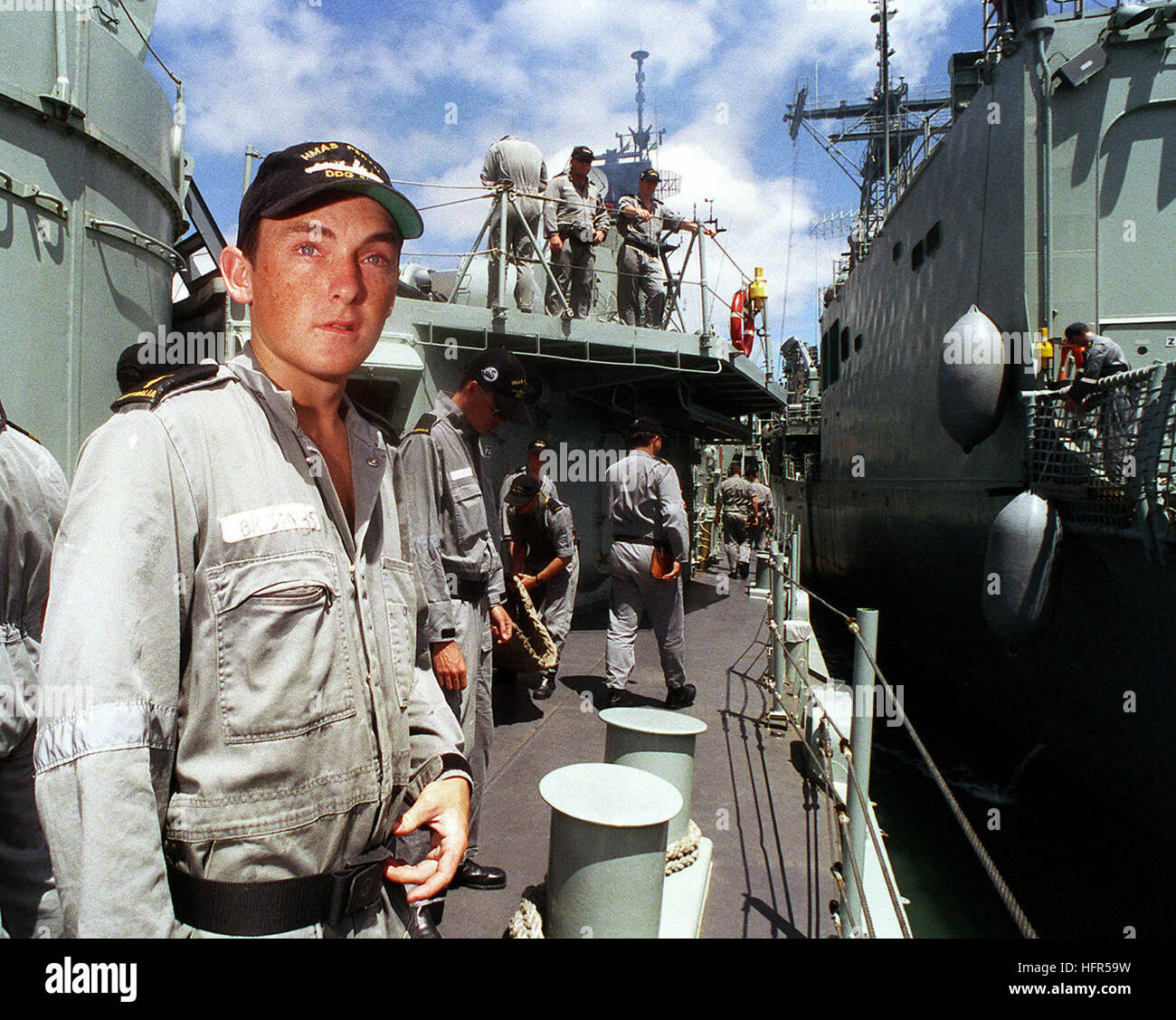 Aboard the Australian ship HMAS PERTH (DDG 38), Seaman Bryson awaits ...