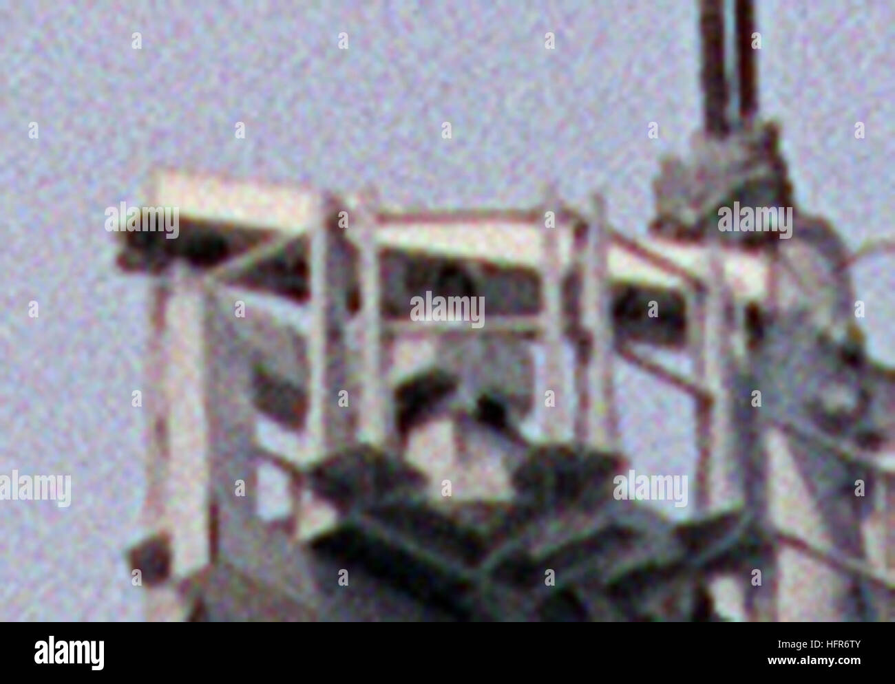 A portside view of the USS NICHOLSON (DD 982), its bridge, Phalanx ...