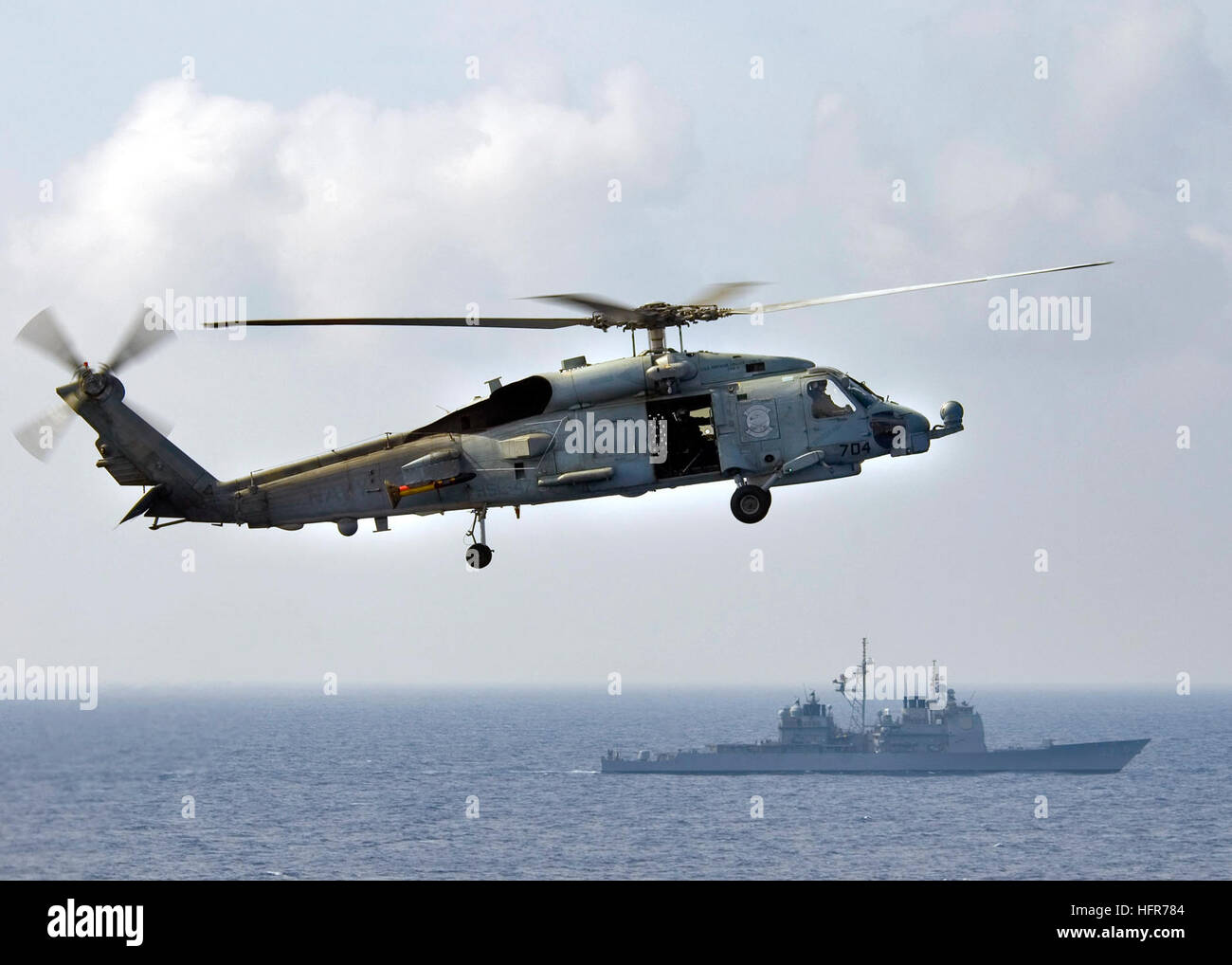 An SH-60B Seahawk from Helicopter Anti-Submarine Squadron Light 47 (HSL ...