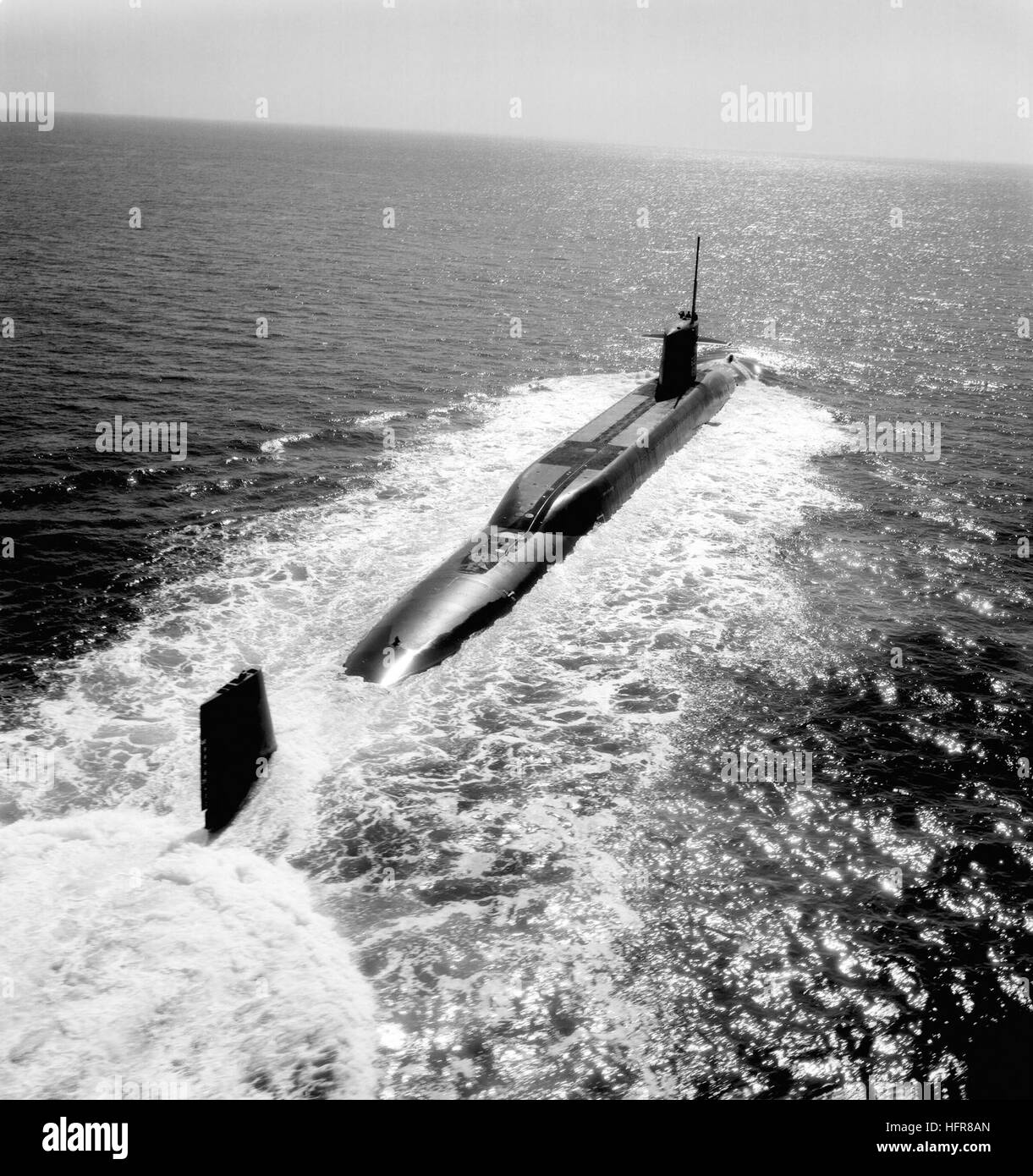 An aerial starboard quarter view of the Lafayette class nuclear-powered ...