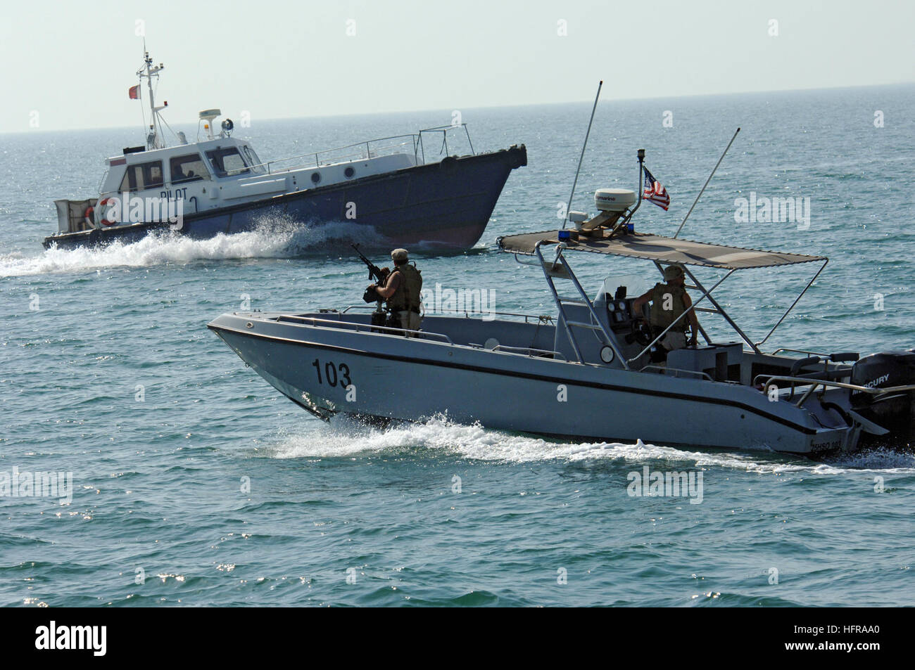 061017-N-8148A-047 Bahrain (Oct. 17, 2006) Ð A harbor patrol boat unit ...