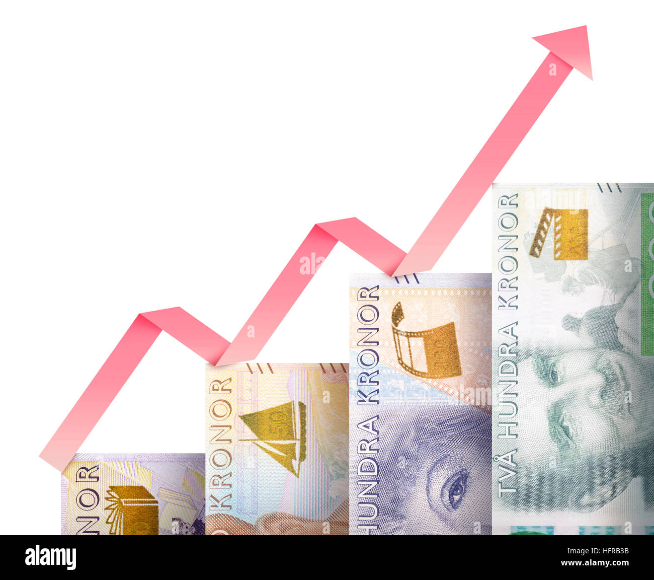 Paper money bills growing in size and value looking like a financial ...