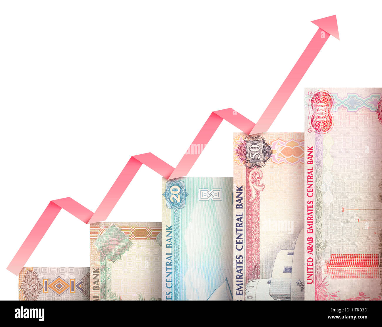 Paper money bills growing in size and value looking like a financial ...