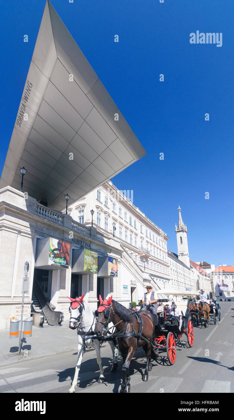 Wien, Vienna: Albertina and church Augustinerkirche, Fiaker (horse cab ...