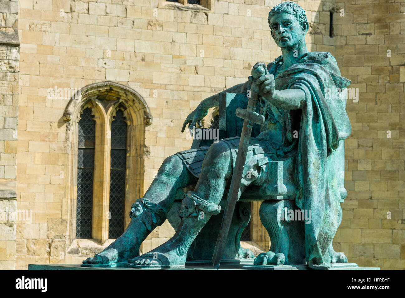 Statue of Roman Emperor Constantine the Great outside York Minster ...