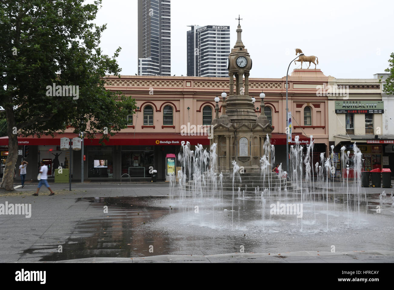 The fountain at Centenary Square, Church Street, Parramatta in Western ...
