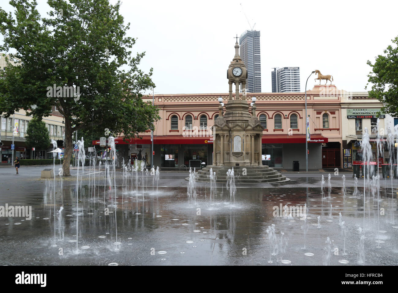 The fountain at Centenary Square, Church Street, Parramatta in Western ...