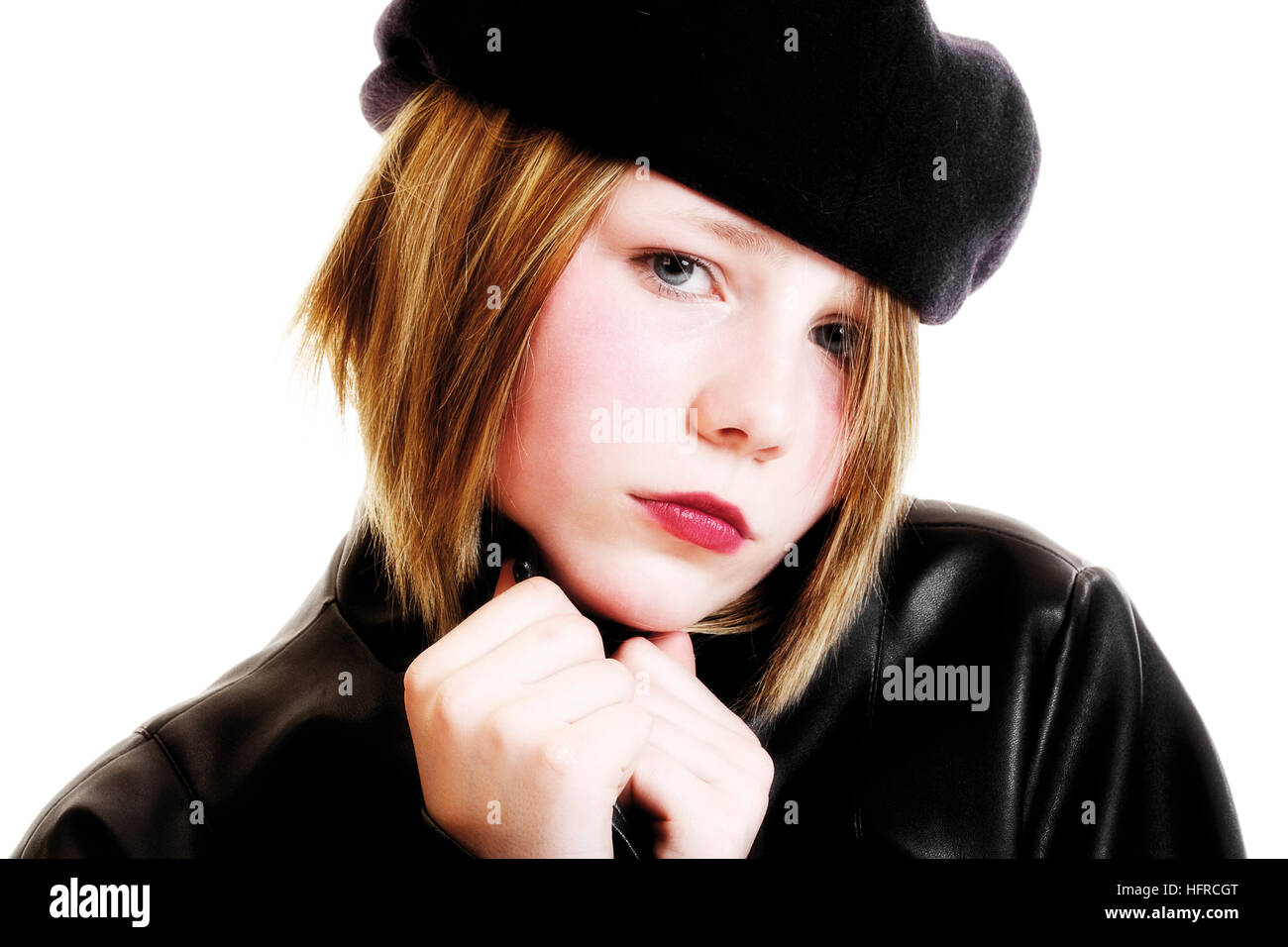 Girl wearing beret Stock Photo - Alamy
