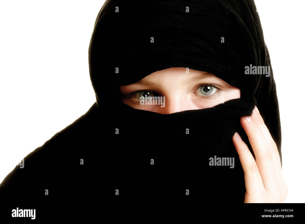 Girl, veiled in black Stock Photo - Alamy