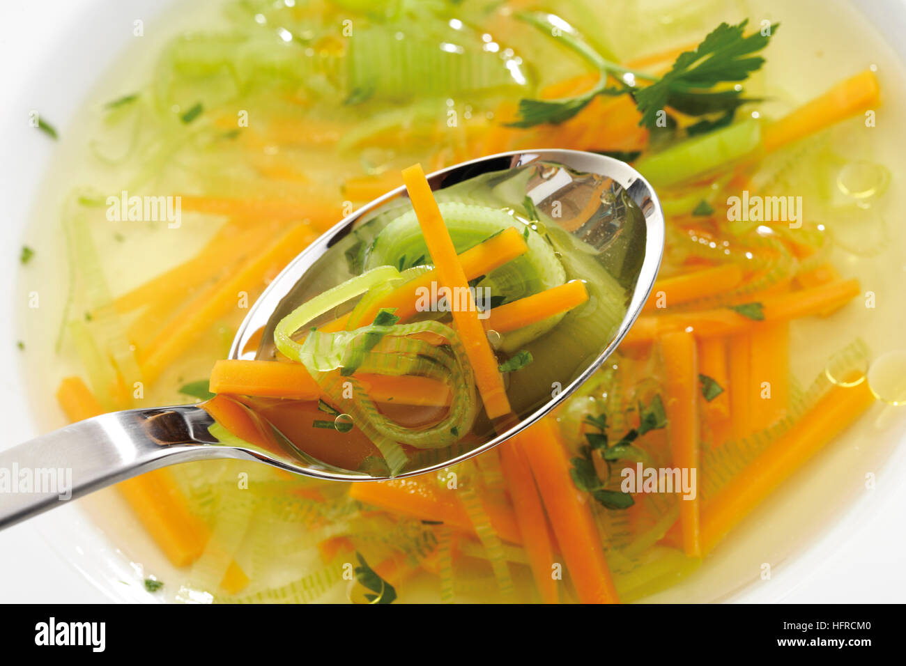 Julienned vegetable soup Stock Photo - Alamy