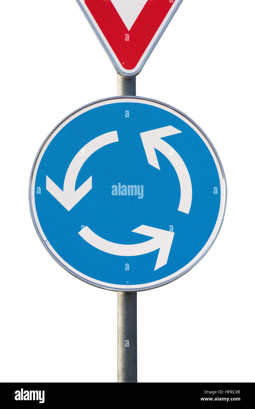 Traffic signs indicating roundabout hi-res stock photography and images ...