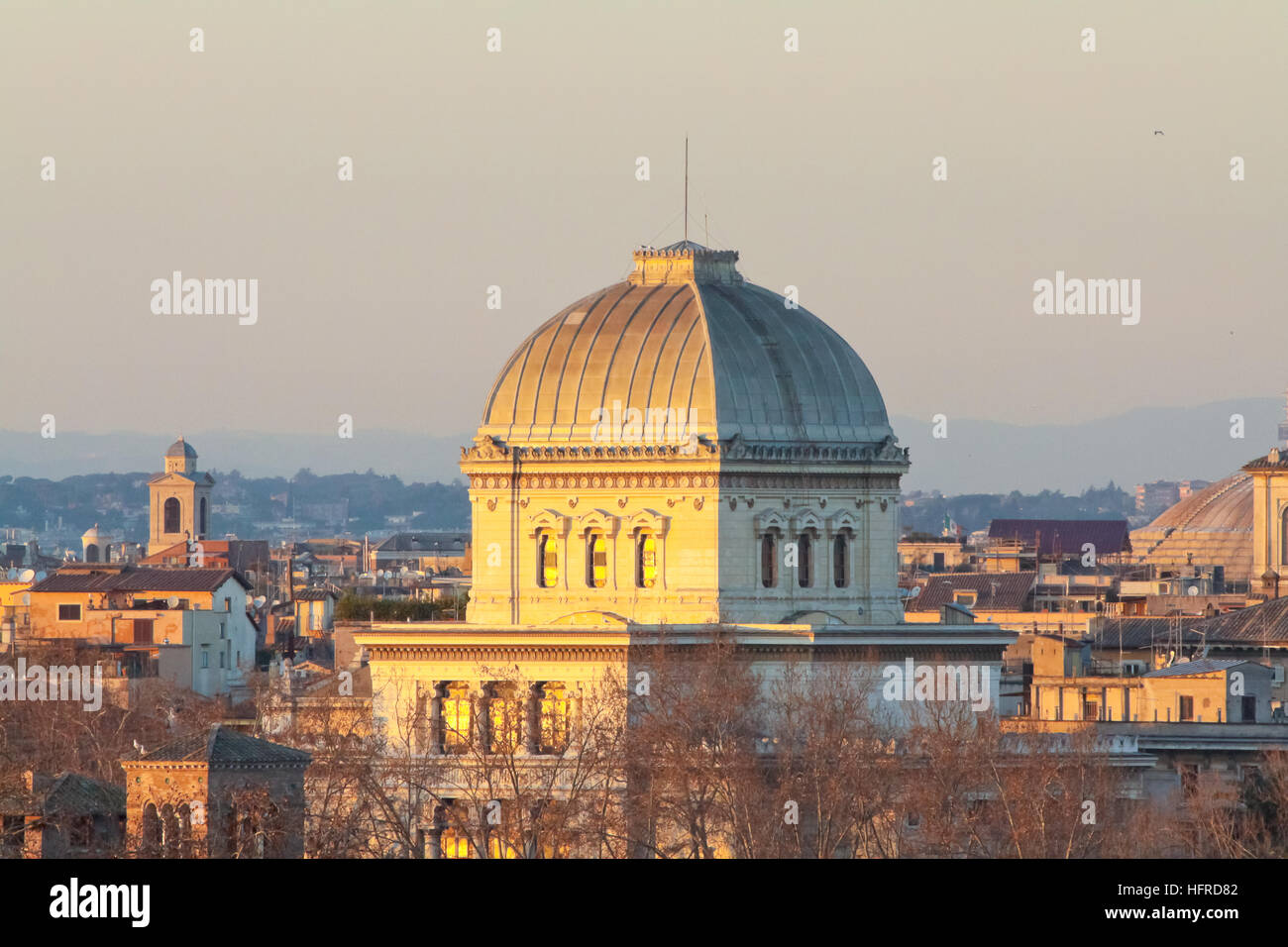 View of Rome roofs: Towerbell of Saint Augustine Church, jewish ...