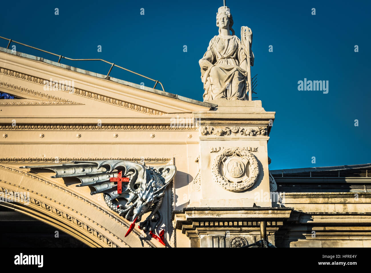 Statue (Dublin) above The Smithfield Meat Market in Central London, UK ...