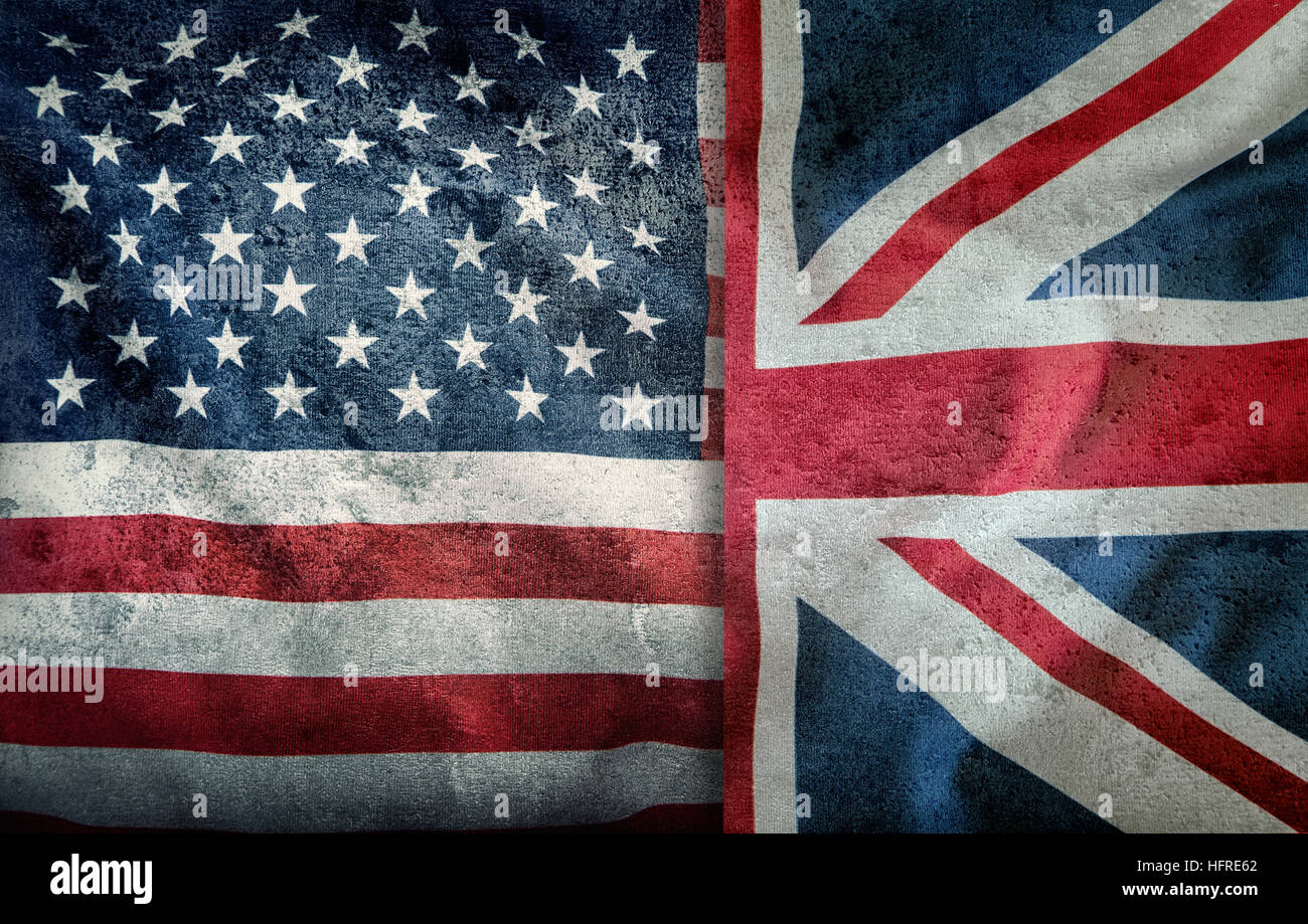 Mixed Flags of the USA and the UK. Union Jack flag.Flags of the USA and ...