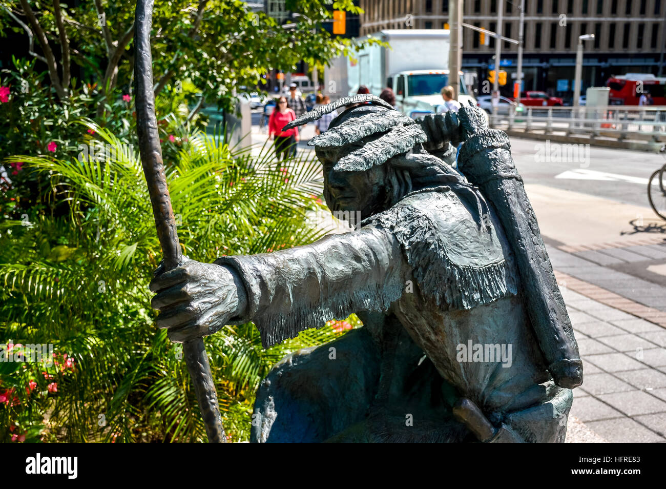 Ottawa, Canada - September 2, 2016: Metal sculpture of native man in ...