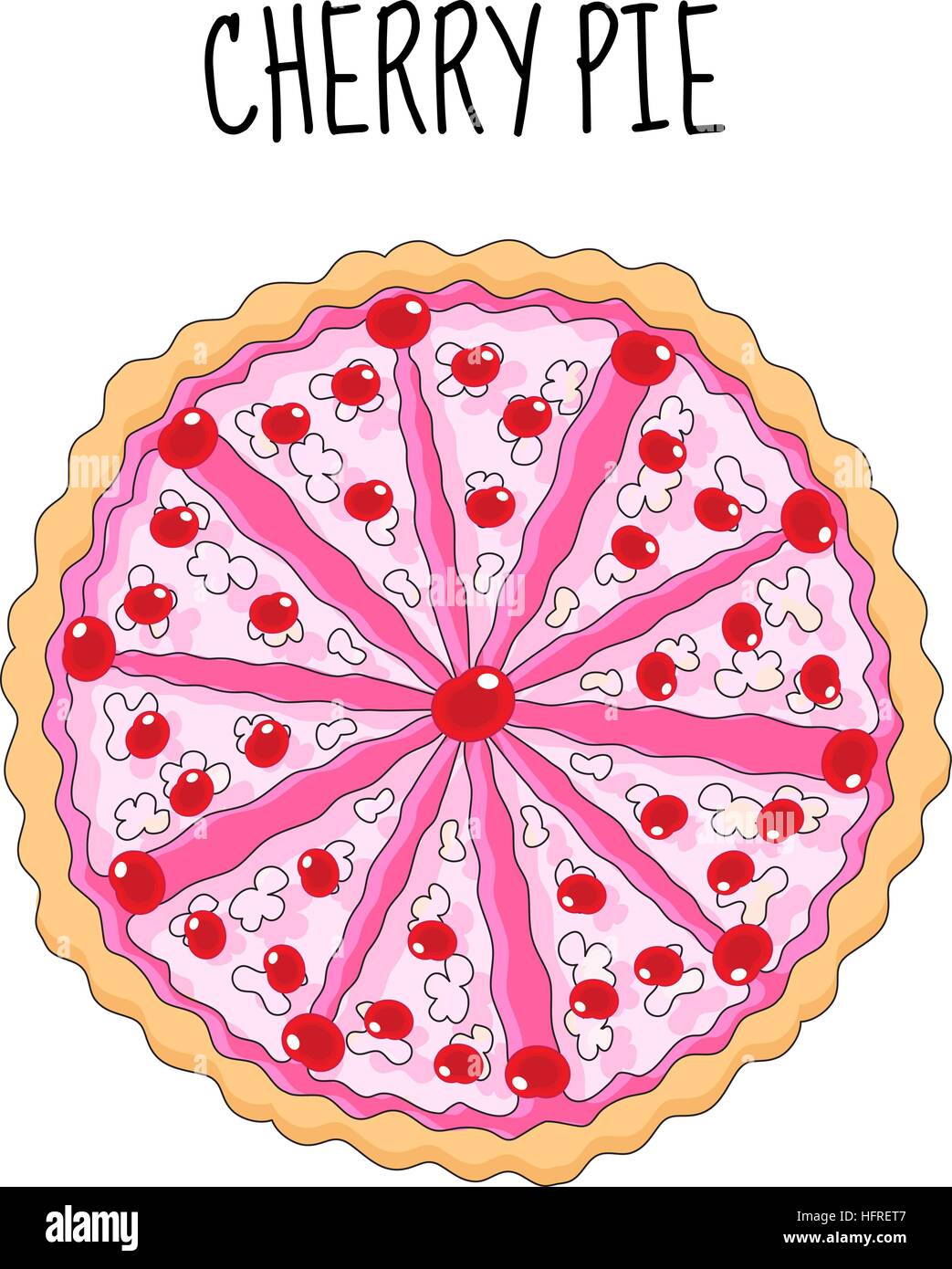 Cherry cake, birthday cake. Baking with cherries. vector illyustration ...