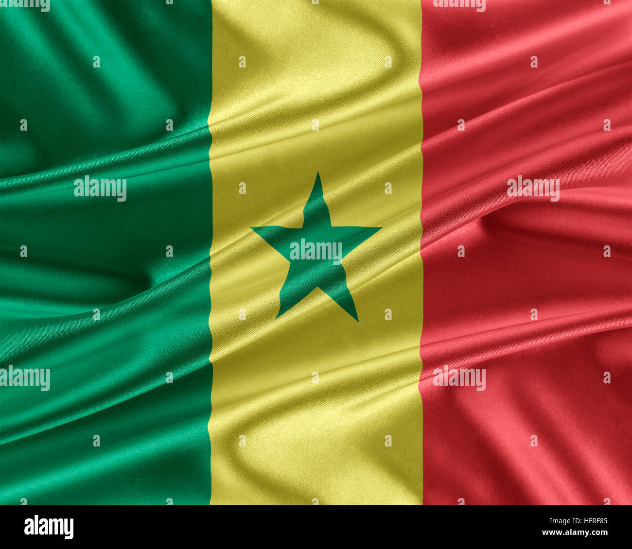 Senegal flag with a glossy silk texture Stock Photo - Alamy