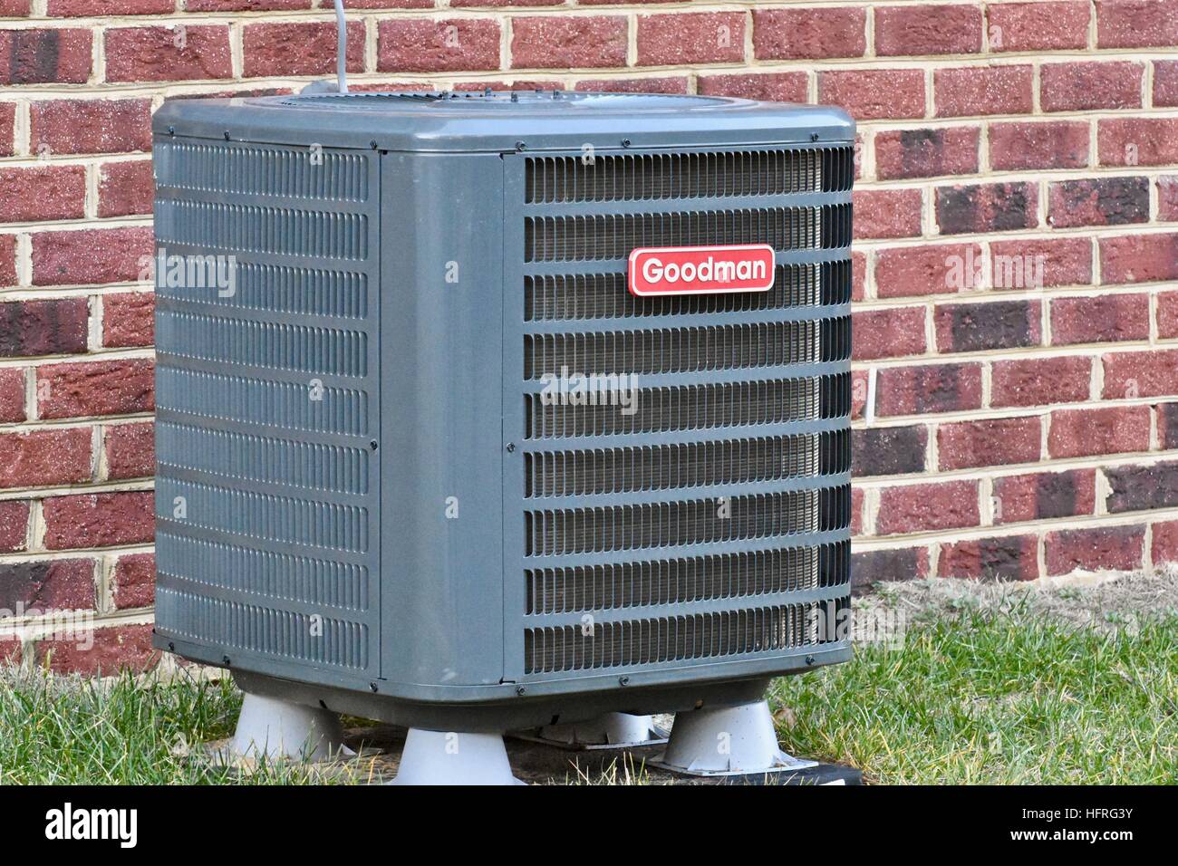 Goodman air conditioning units outside a residential home Stock Photo ...