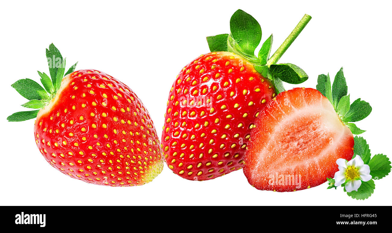 Strawberry on white background Stock Photo - Alamy