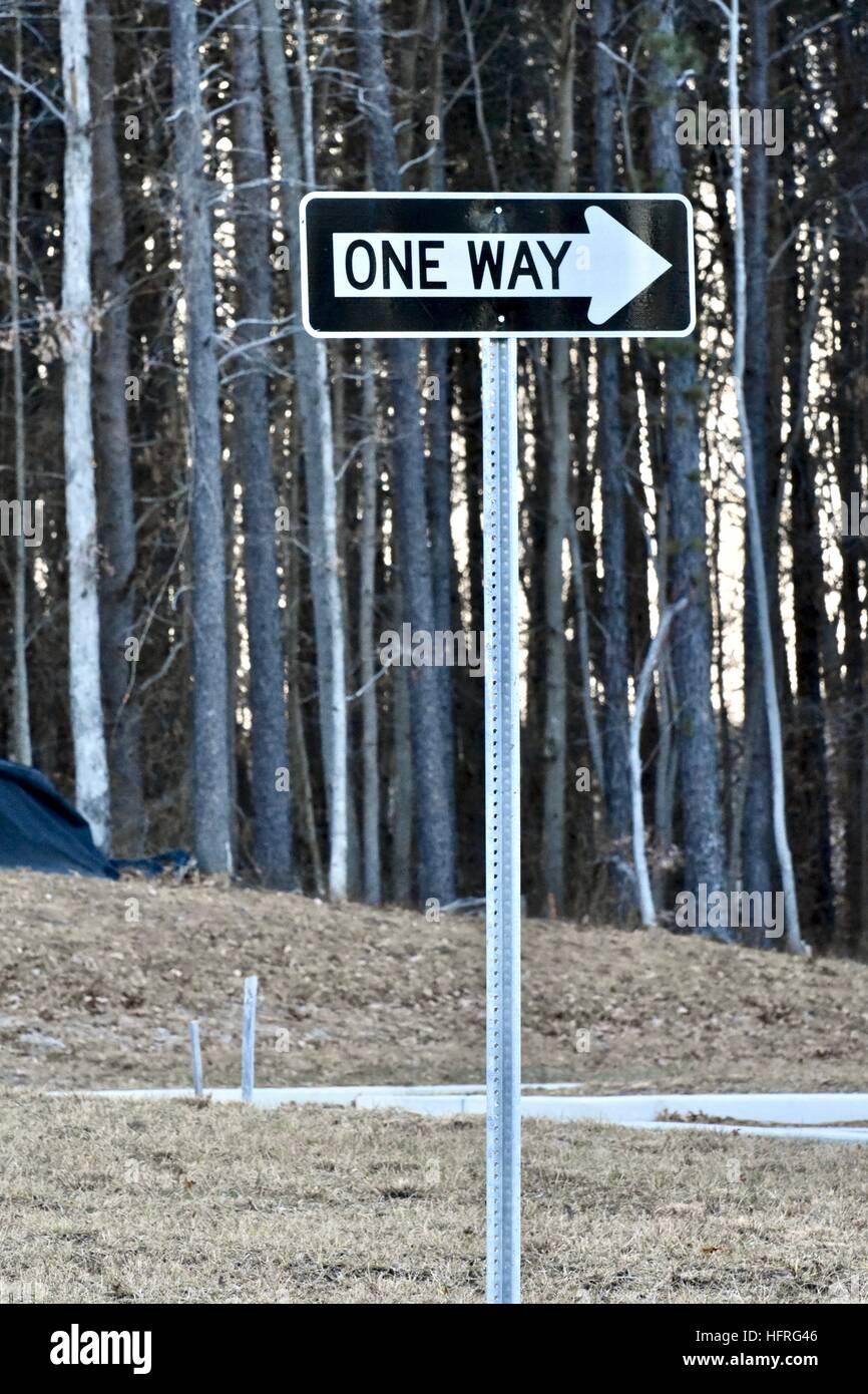 A one way road sign Stock Photo - Alamy
