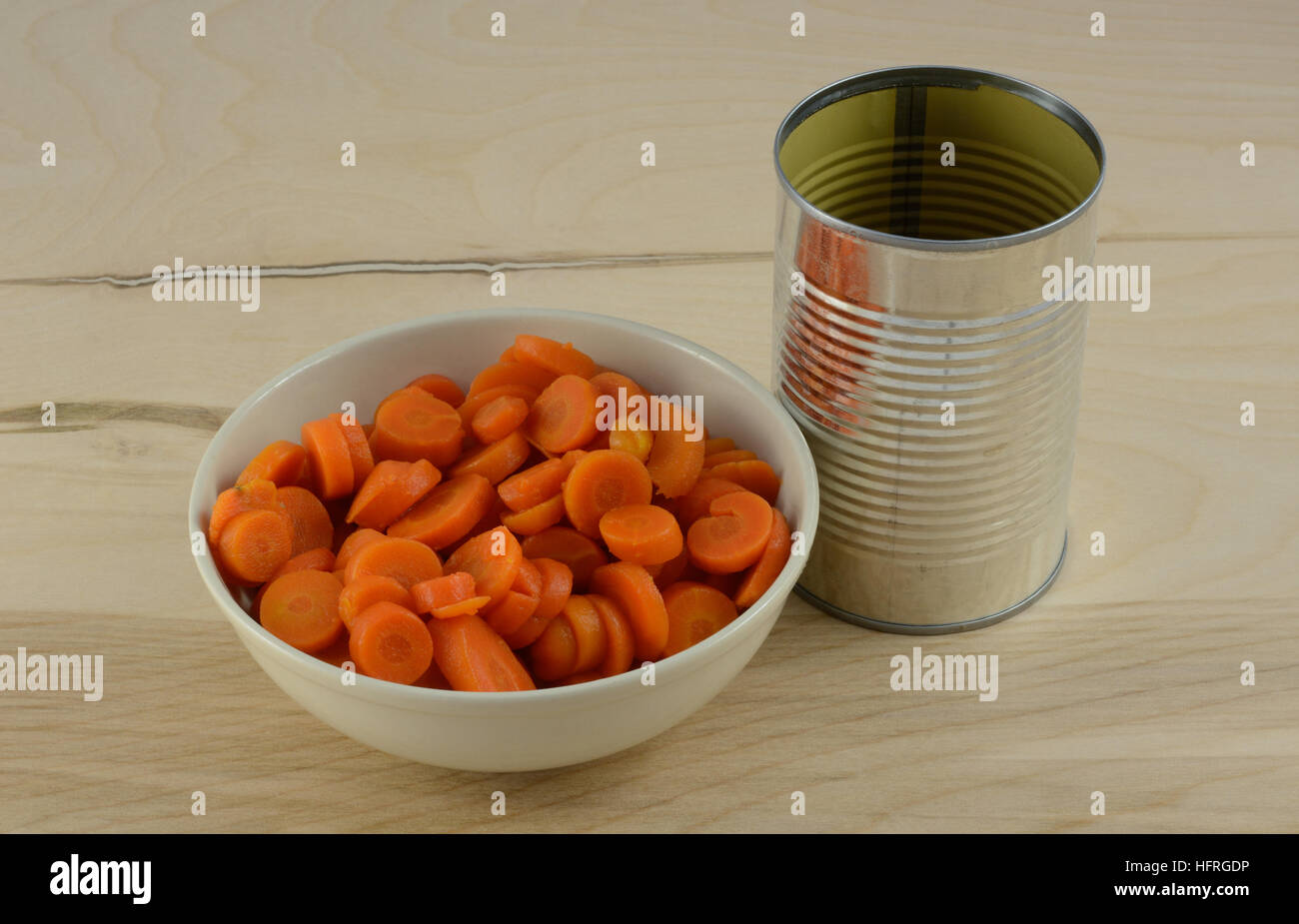 Canned sliced carrots with can Stock Photo - Alamy