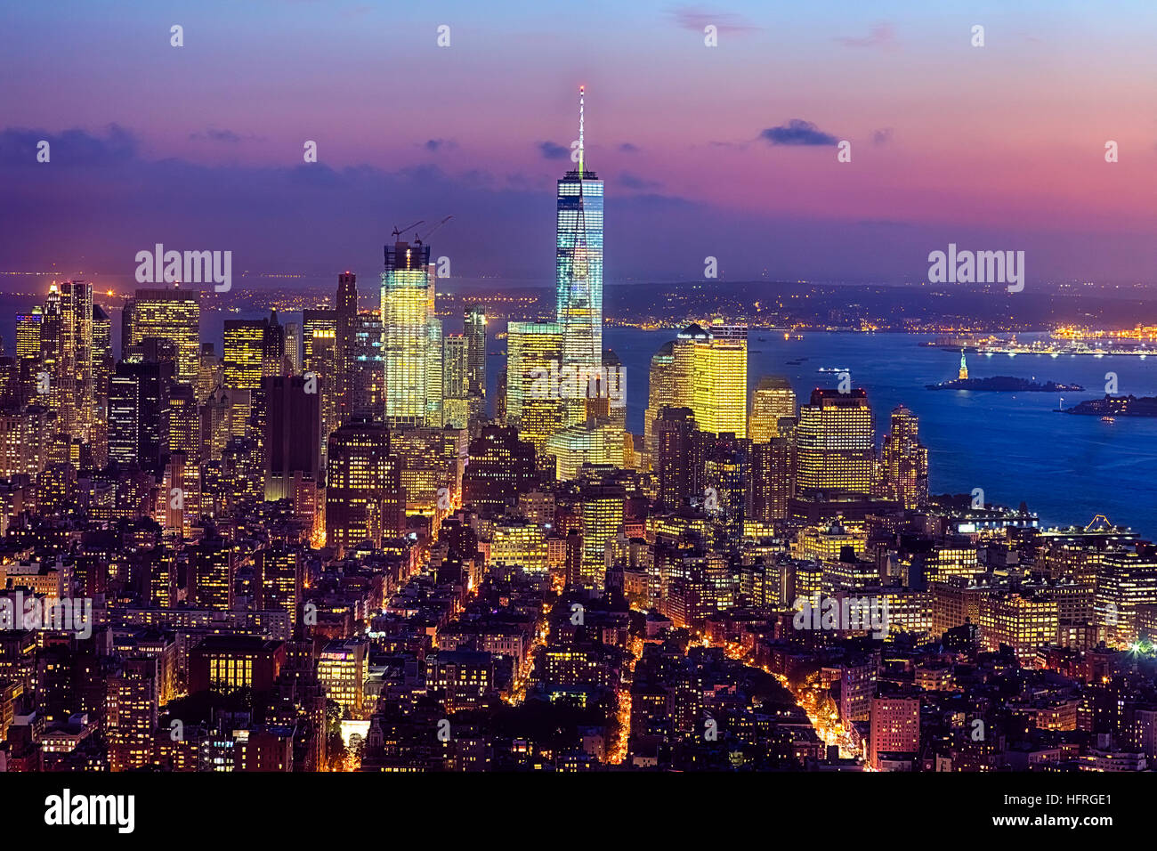 The New York City skyline at afternoon w the Freedom tower Stock Photo - Alamy