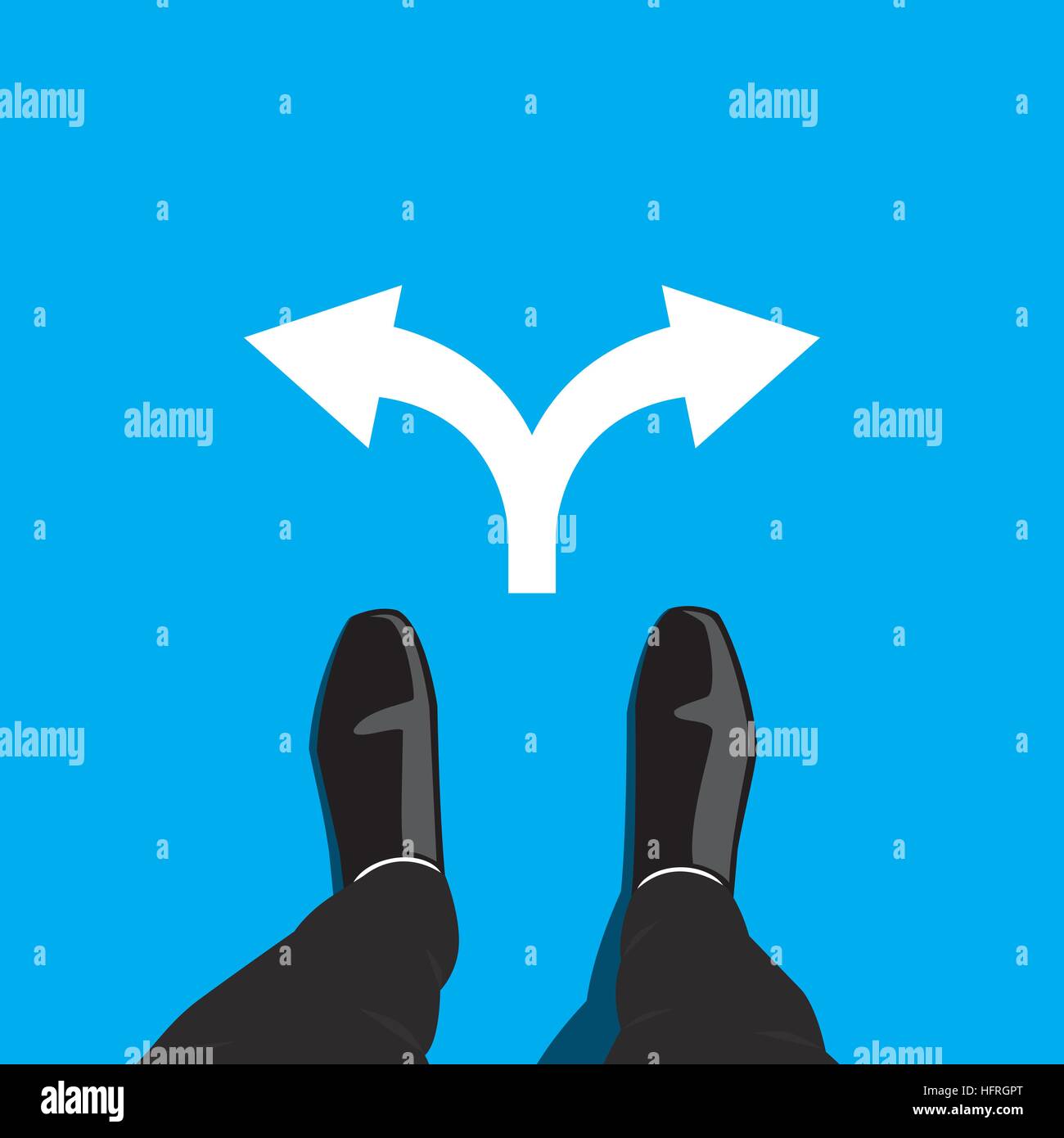 Businessman standing at the cross road making decision which direction ...