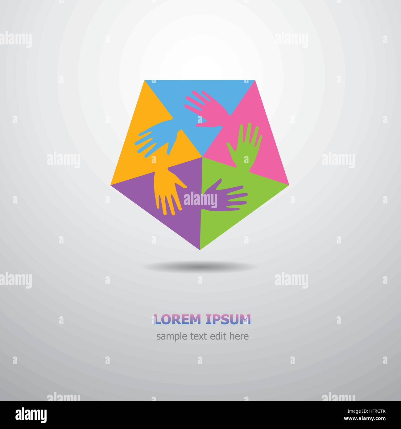 Five organization cooperation united colorful icon logo. Five ...