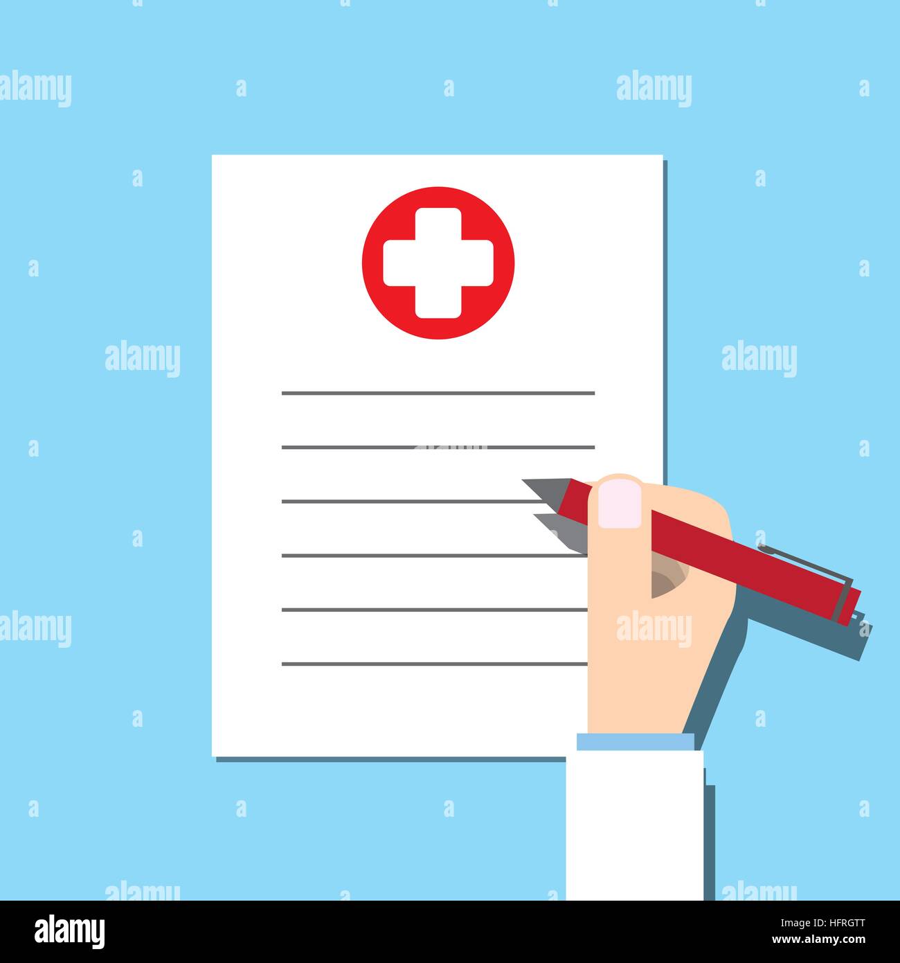 Doctor writing on health check list and medical report Stock Vector ...