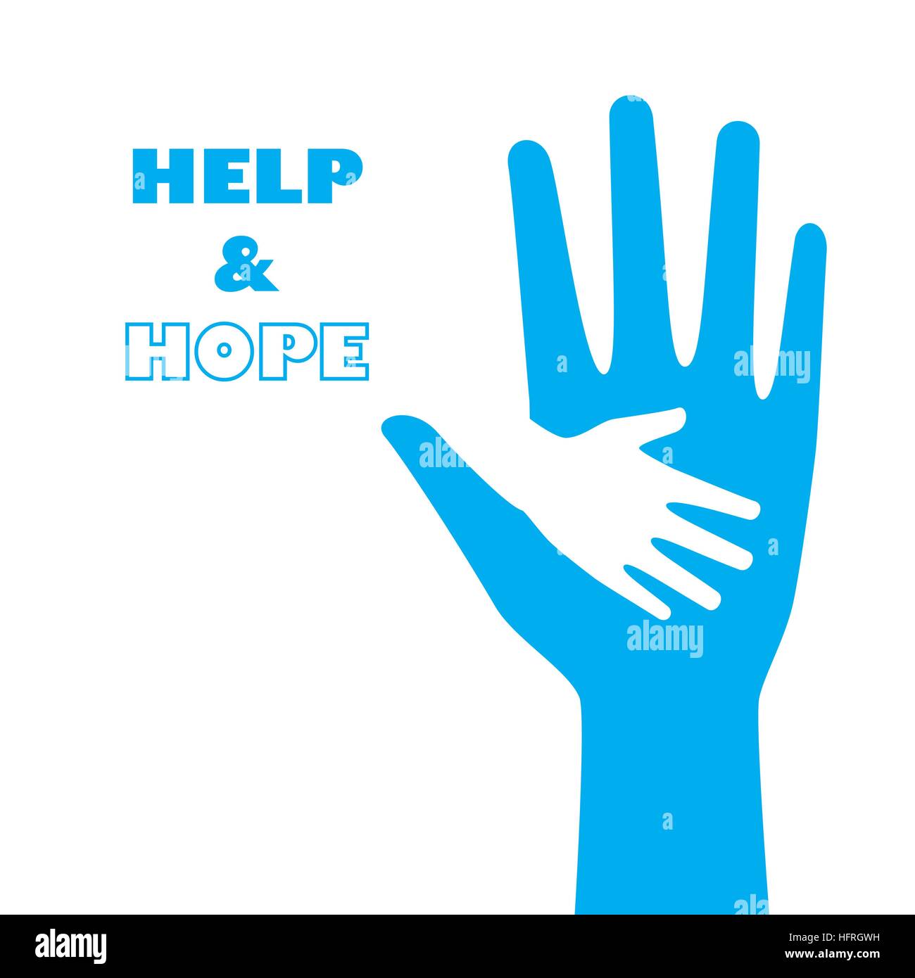 Hand holding small hand for help and hope icon logo vector graphic ...
