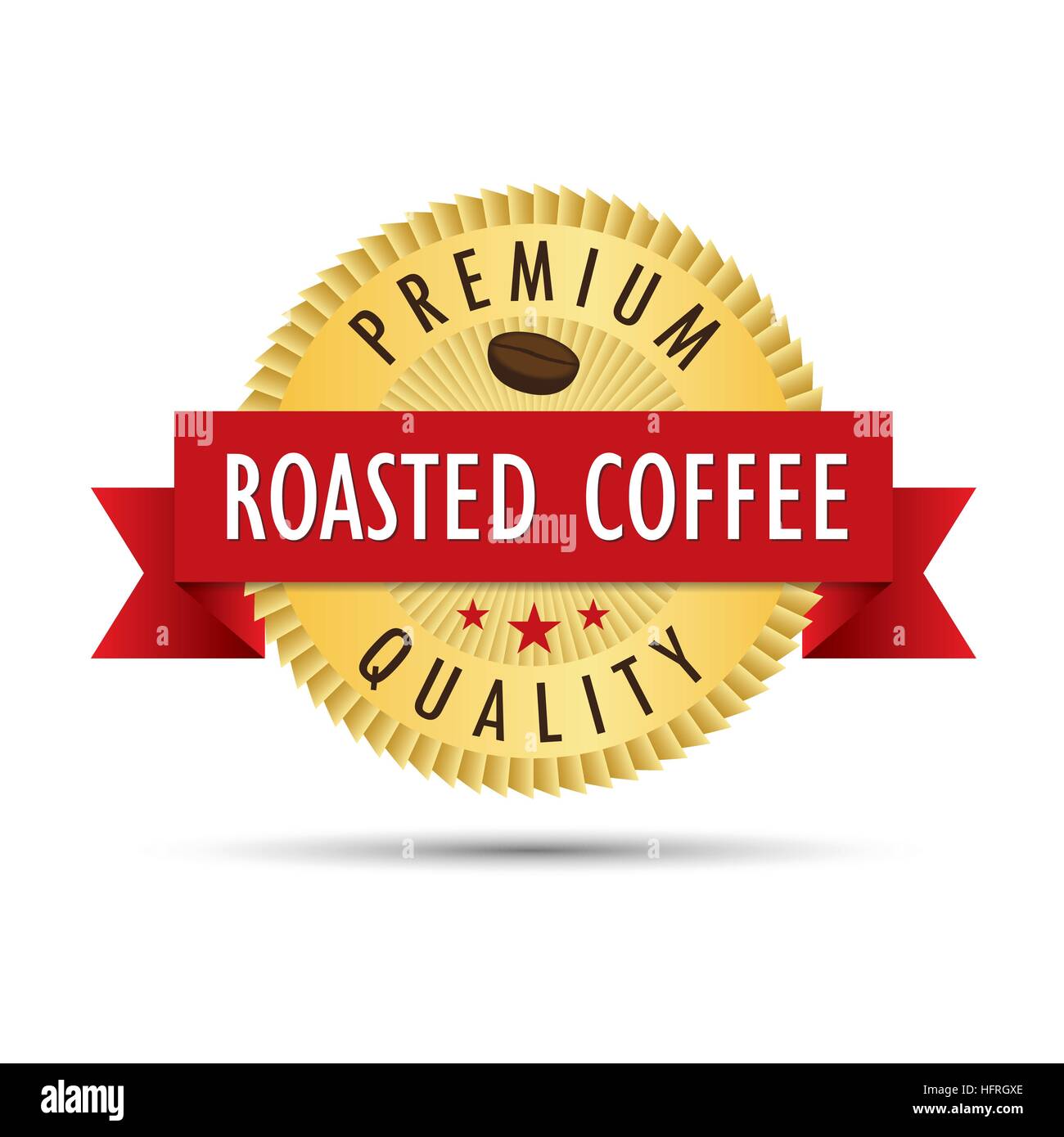 Roasted coffee premium quality gold badge icon logo vector graphic ...