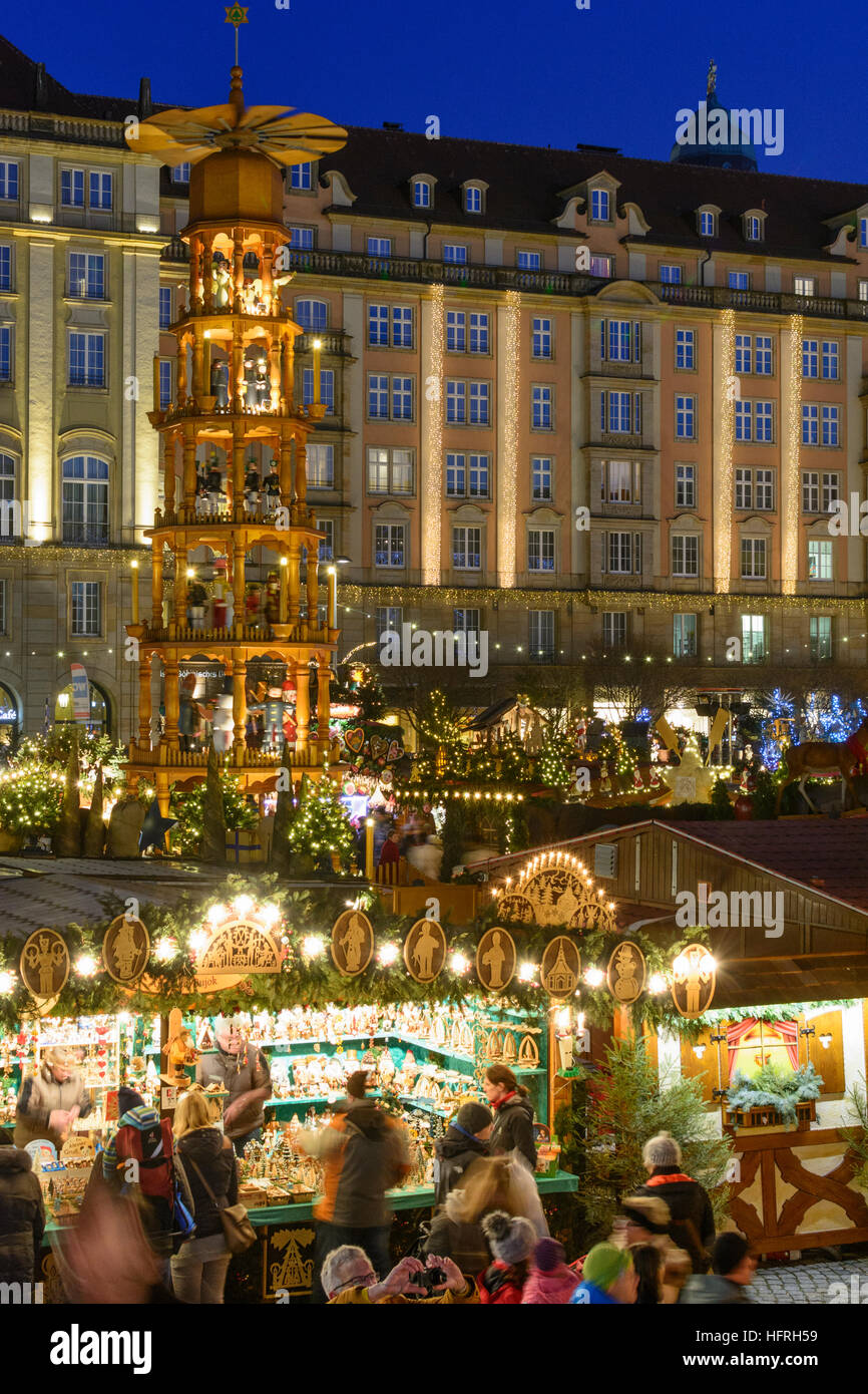 Dresden: Christmas Market Striezelmarkt at Altmarkt, Christmas pyramid ...