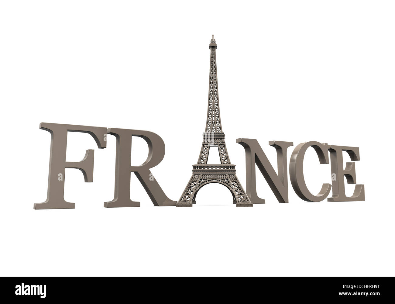 Eiffel Tower with France Text Stock Photo - Alamy