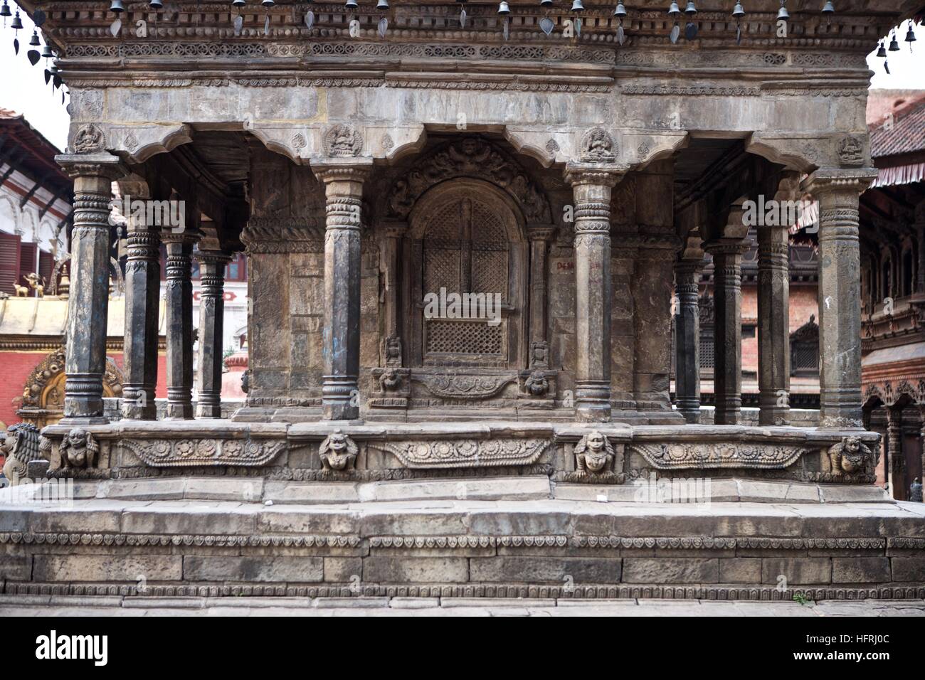 Nepal Kathmandu Asia local street scene traditional handmade timber ...