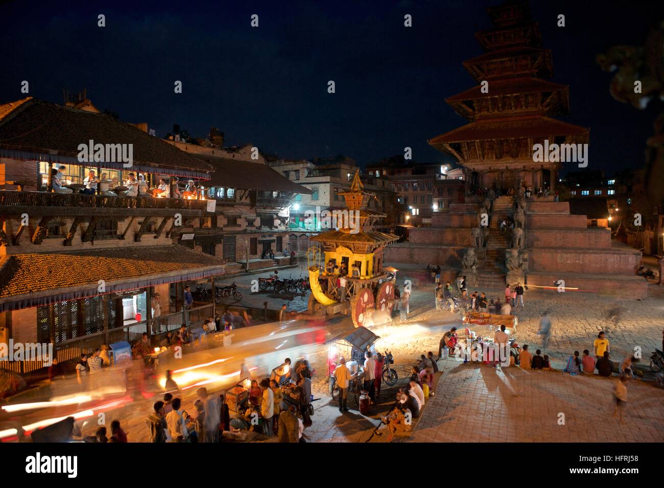 Nepal Kathmandu Asia night market square street scene candid Bhaktapur ...