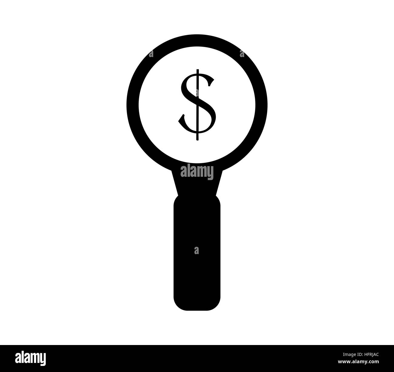 Magnifier glass money icon Black and White Stock Photos & Images - Alamy