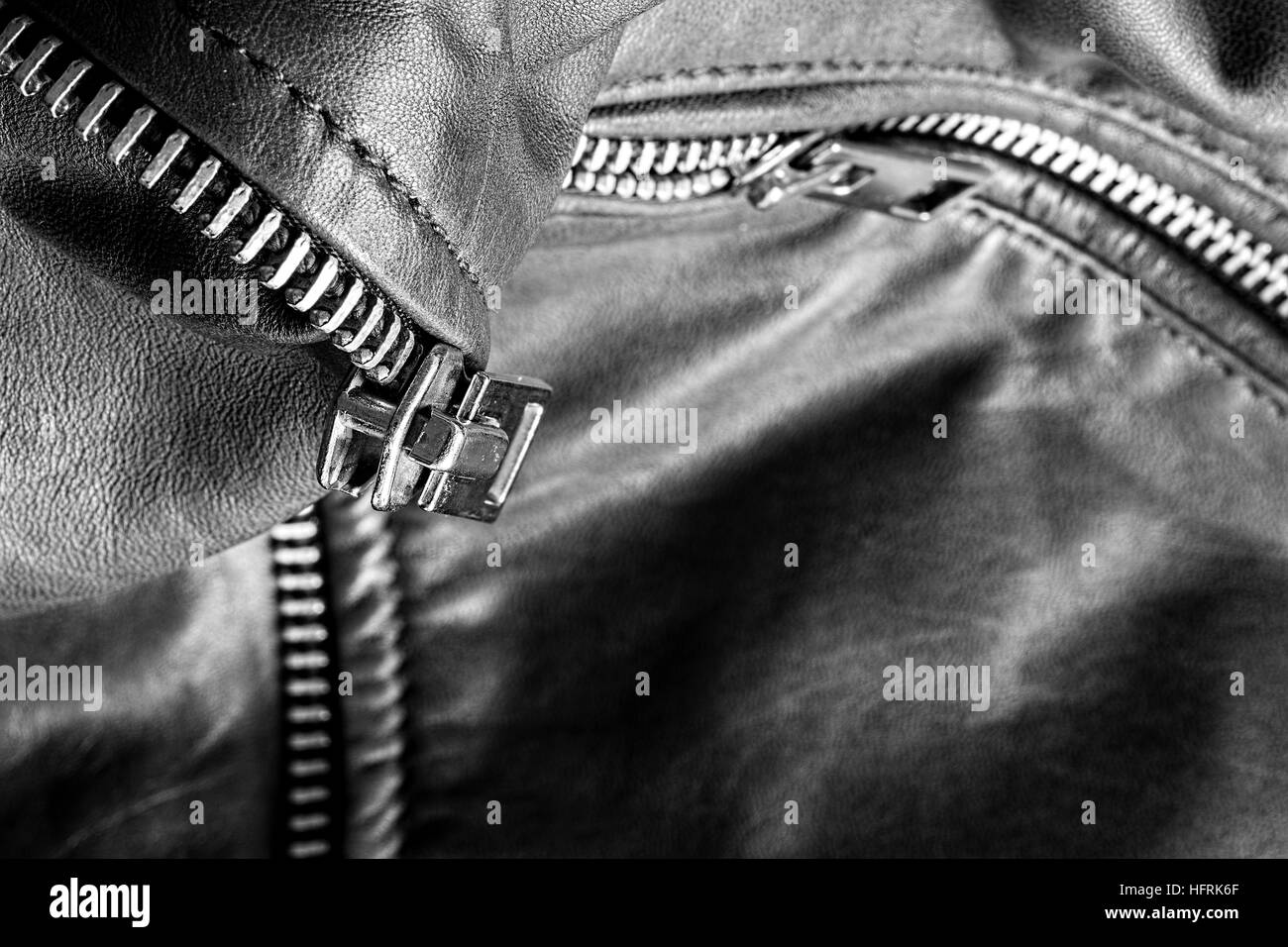 Brown leather texture background zipper Black and White Stock Photos ...