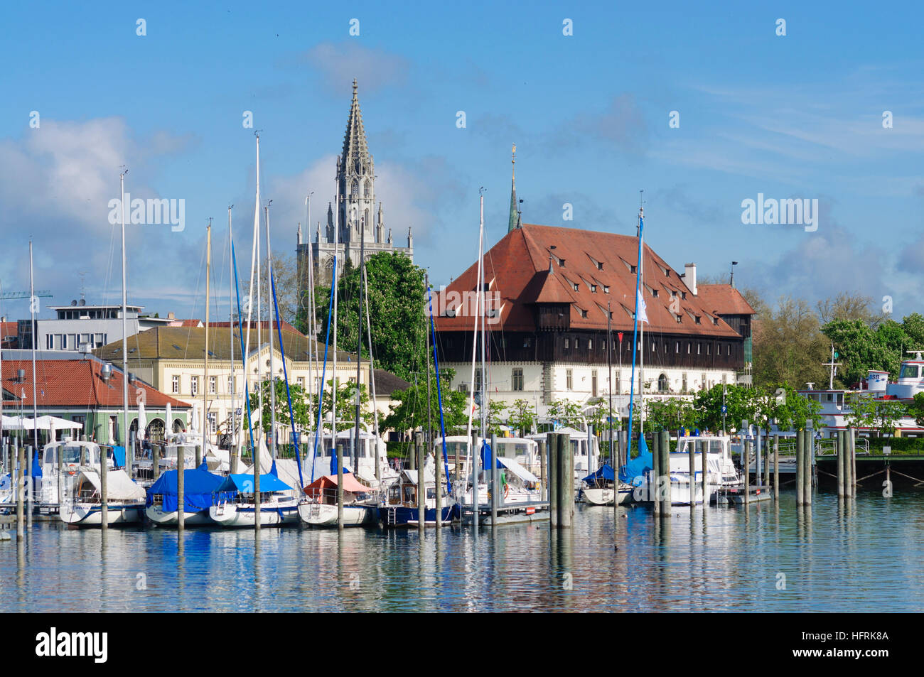 Konstanz, Constance: Port (Lake Constance) with the Council Building ...