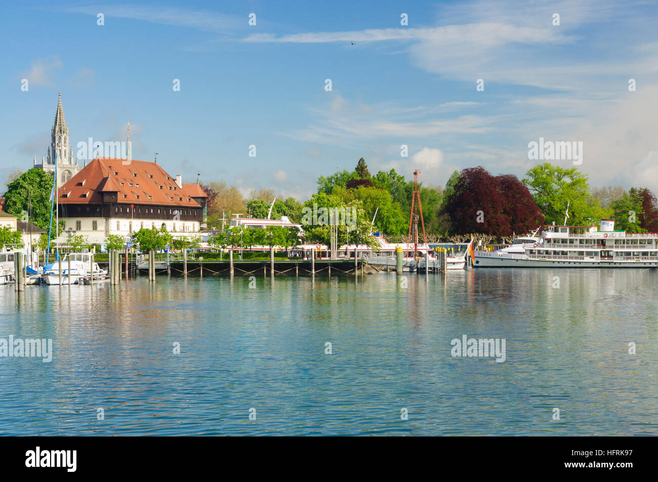 Konstanz, Constance: Port (Lake Constance) with the Council Building ...