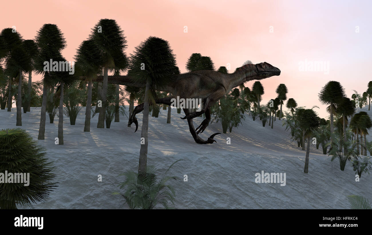3d illustration of the hunting utahraptor dinosaurus Stock Photo - Alamy