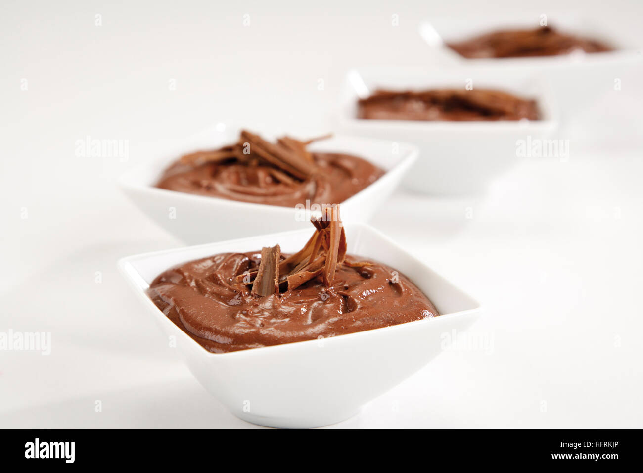 Chocolate pudding garnished with chocolate shavings Stock Photo - Alamy