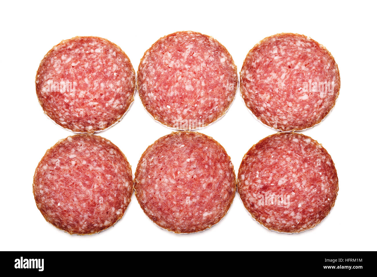 Several slices of salami Stock Photo - Alamy